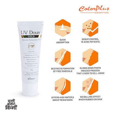 Brinton UV Doux Gold Silicone Sunscreen Gel SPF 50 - Colorplus Cosmetics